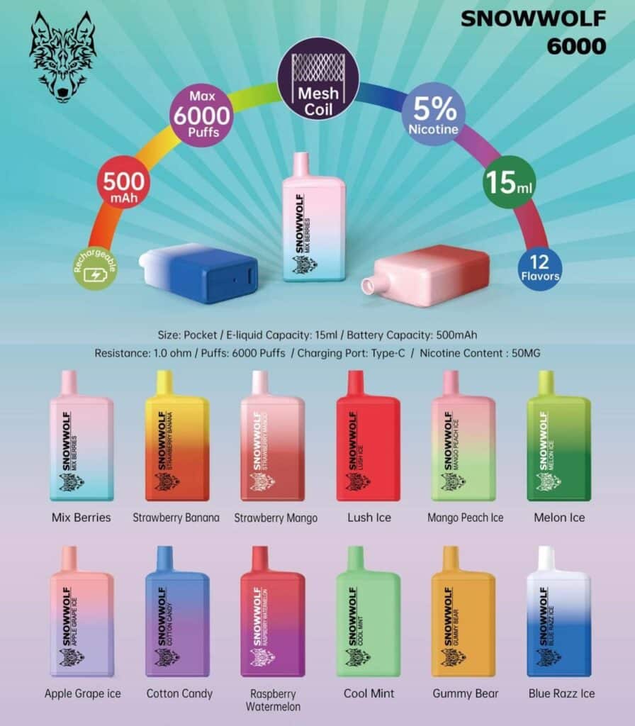 Snow Wolf Disposable Pods With 6000 Puffs | Vape Vandal