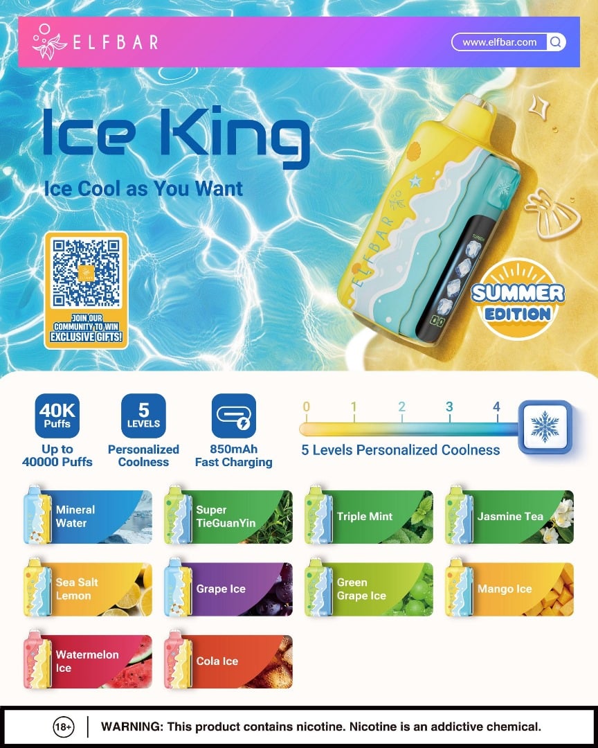 ELF BAR ICE KING DISPOSABLE VAPE POD 40,000 PUFFS - Vape Vandal - Best ...